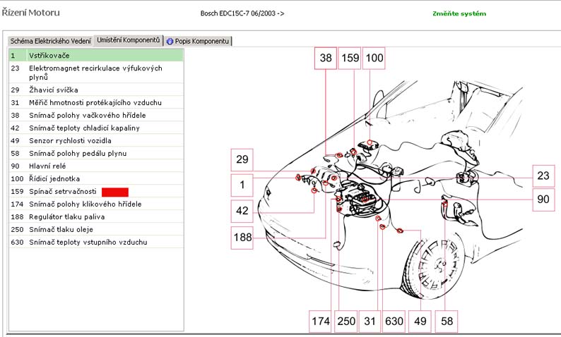 Schéma zapojení centrálního zamykání Fiat Stilo 1.9 JTD