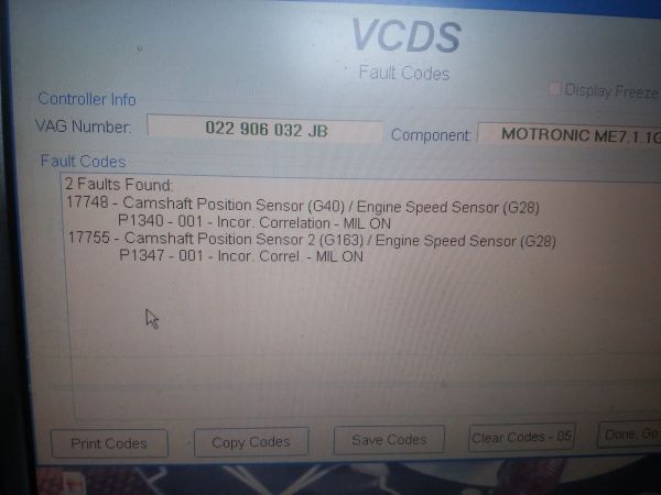 vw caravelle 3,2i 173kw r.v.2007 chyby p1340 p1347 - DP forum